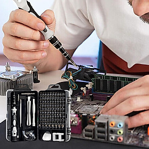 Electric Screw Driver, 115 in 1 Magnetic Repair Tool Kit, Rechargeable Precision Screwdriver Set, Anti Slip Durable Designed Screwdriver and Box, Battery Powered Screwdriver for Pc Cellphone Computer