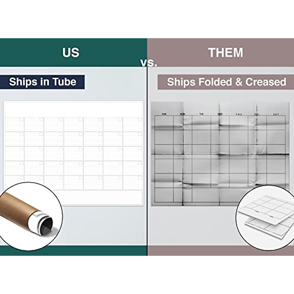 Large Dry Erase Calendar - 36”x48” Undated Erasable Monthly Calendar- Laminated Wall Calendar For Home And Office Organization
