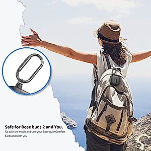 Bose QuietComfort Earbuds II Case(2022), WOFRO Silicone Protective Skin Cover for New Bose QuietComfort Earbuds 2 Accessories with Carabiner (Black)