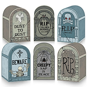 PerKoop 24 Pcs Halloween Tombstone Bags Trick Or Treat Candy Goody Boxes Halloween Paper Gift Box Tombstone Treat Bags for Kids Party Favors Snacks Cookies Party Supplies Halloween Decorations
