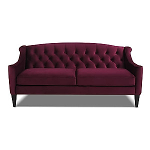 Jennifer Taylor Home Ken 74" Upholstered Button Tufted Sofa, Burgundy Velvet