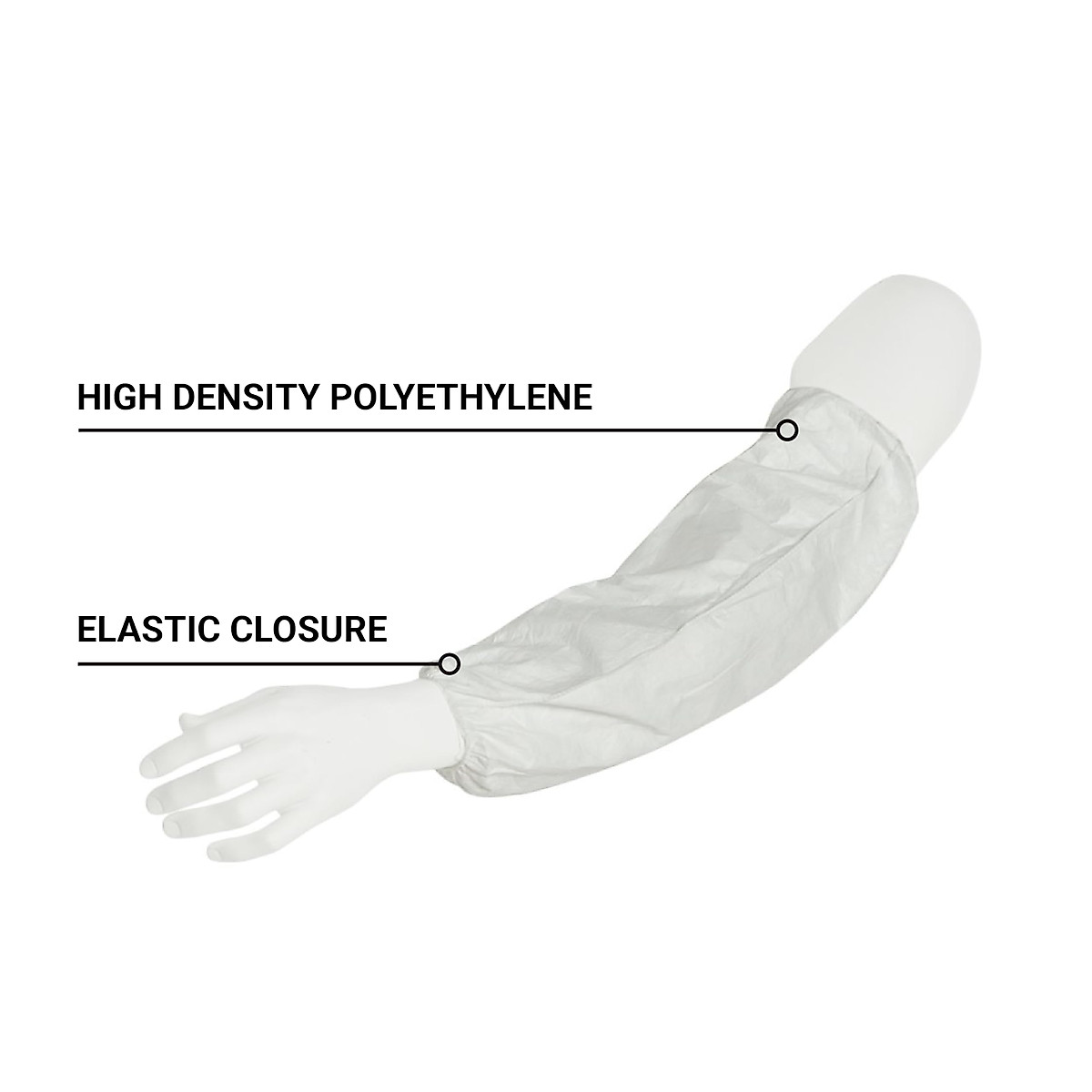 DuPont - TY500SWH00020000 Tyvek 400 TY500S 18-Inch Disposable Protective Sleeve with Elastic at Both Ends, White, Universal Size (Pack of 200)