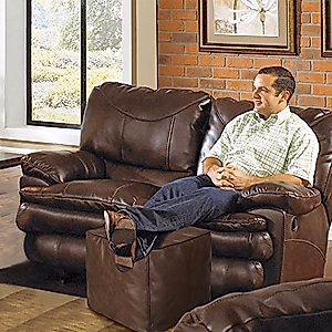 ROTOT Ottoman Pouf Square Shape, Foot Rest Faux PU Leather, Unstuffed Bean Bag Shell for Storage Solution, Hassock Pouffe Decoration for Living Room Balcony Office Outdoor (Chest Nut)