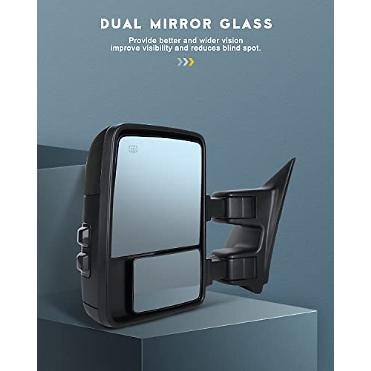 OCPTY A Pair of Towing Mirrors Replacement Fit For 1999-2007 for Ford for F250/for F350/for F450/for F550 Super Duty Pickup Tow Mirrors Power Adjusted Heated Turn Signal Light Black Housing