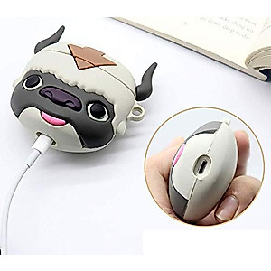 Avatar Appa Miyazaki Hayao for AirPods 1&2 Case, 3D Ponyo Cute Cartoon Soft Silicone Protective Cute Airpods Case with Keychain,for Boys Teens Girls Appa