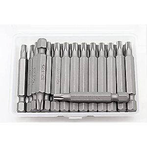 TEMO 25 pc T25 Torx 6 Point Impact Ready 2 Inch Length Screwdriver Insert Bits Hex Shank with Quick Release Slot