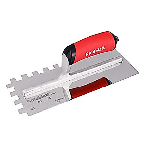 Goldblatt 1/2" Square Notch Trowel, Made of Premium Stainless Steel with Soft Grip Handle, Perfect Tool for Cement, Concrete, Masonry Tile Installation Work