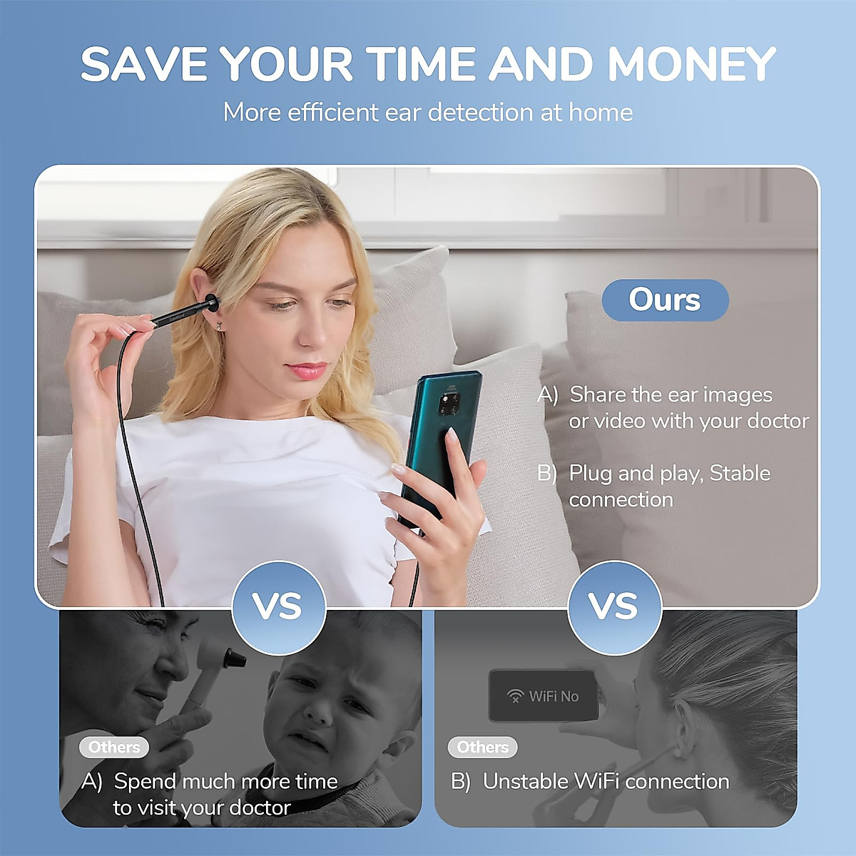 ScopeAround Otoscope Ear Camera, Ear Wax Removal Tool 1080P Otoscope