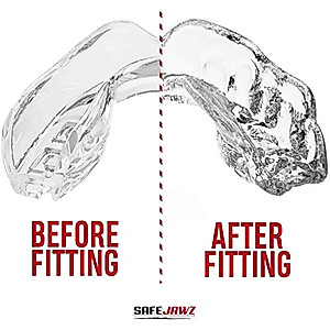 SAFEJAWZ Mouthguard Slim Fit, Adults and Junior Mouth Guard with Case for Boxing, Basketball, Lacrosse, Football, MMA, Martial Arts, Hockey and All Contact Sports (Transparent, Adult)