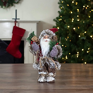 12-Inch Standing Outdoor Santa Christmas Figure with Fur Boots and Presents