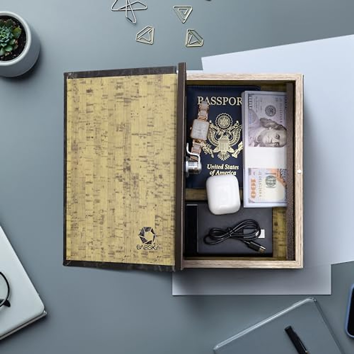 Barska Antique Book Lock Box with Key Lock, black