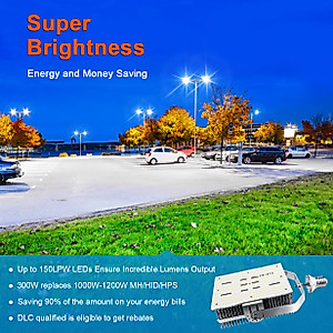BBESTLED 300W Shoebox LED Parking Lot Light Retrofit Kit (AC100-277V Input) 42000Lumen E39 Mogul Base Enclosed Fixtures ETL DLC Listed, 300W LED Tennis Court Lights 5000K