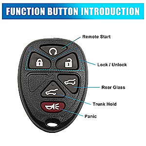 uxcell OUC60270 6 Buttons Key Fob Remote Control Case Shell Replacement for Chevrolet Tahoe Suburban 1500 2007-2014