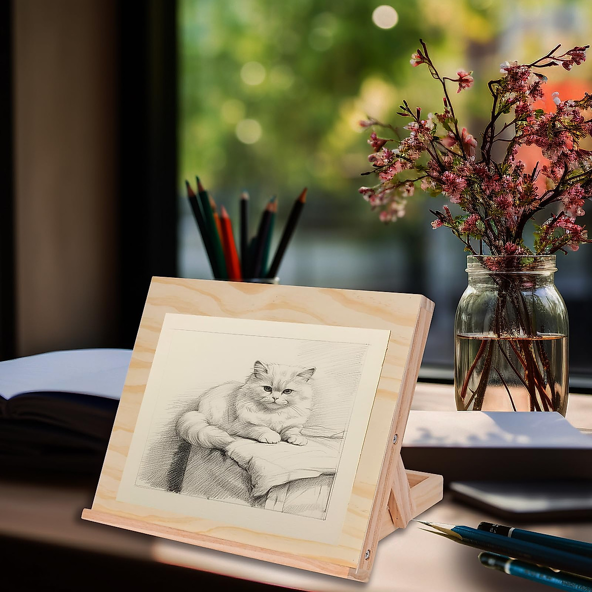 DRAWLEX Easel for Painting - Tabletop Easel Stand, Adjustable Angle Art Wooden Easels for Painting, Canvases, Books, Artwork Displays Etc