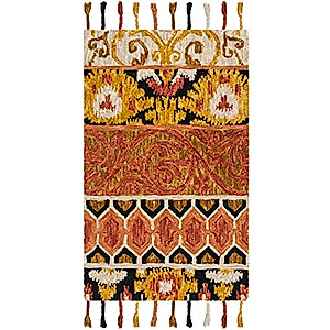 SAFAVIEH Suzani Collection 3' x 5' Rust / Gold SZN203A Hand-Hooked Boho Premium Wool Area Rug