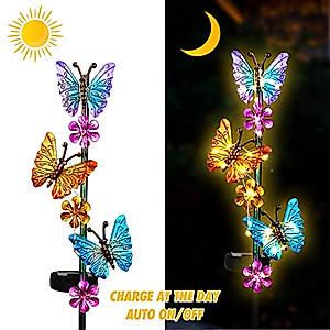 Solar Lights Outdoor Waterproof Garden Butterfly Light Decorative Solar Stake Lights with Butterflies Decor for Garden Yard Lawn Patio Pathway(2 Pack)