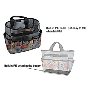 MDSTOP Garden Tool Bag, Garden Tool Kit Holder Home Organizer Storage Carrier, Oxford Garden Hand Tool Storage Tote Organizer with Handle and 8 Roomy Pockets, Floral Gardening Gift, Tools Not Included