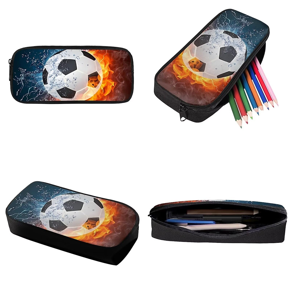FOR U DESIGNS Teens Backpack Set 3 Piece Soccer Canvas Boys School Bags,Lunch Bags,Pencil Box 3 in 1