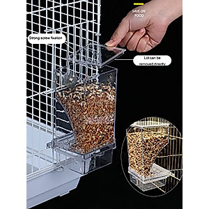 Automatic Bird Feeder,No Mess Bird Feeder,Bird Cage Feeder Bird Cage Accessories for Parakeet Canary Cockatiel Finch (Transparent)
