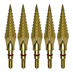 Hunting Broadheads, 6PK Traditional Hunting Arrow Head Archery Broadheads 100/125 Grains Arrow Tips for Hunting and Shooting Game (Gold)