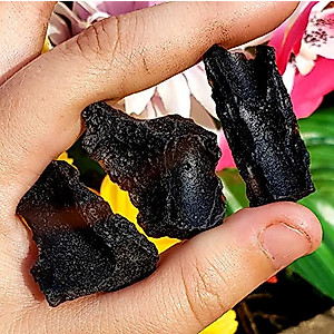 Black Tibetan Tektite Rare Meteorite Natural Crystal Gemstone unique free form Specimen from Tibet - 3pc set