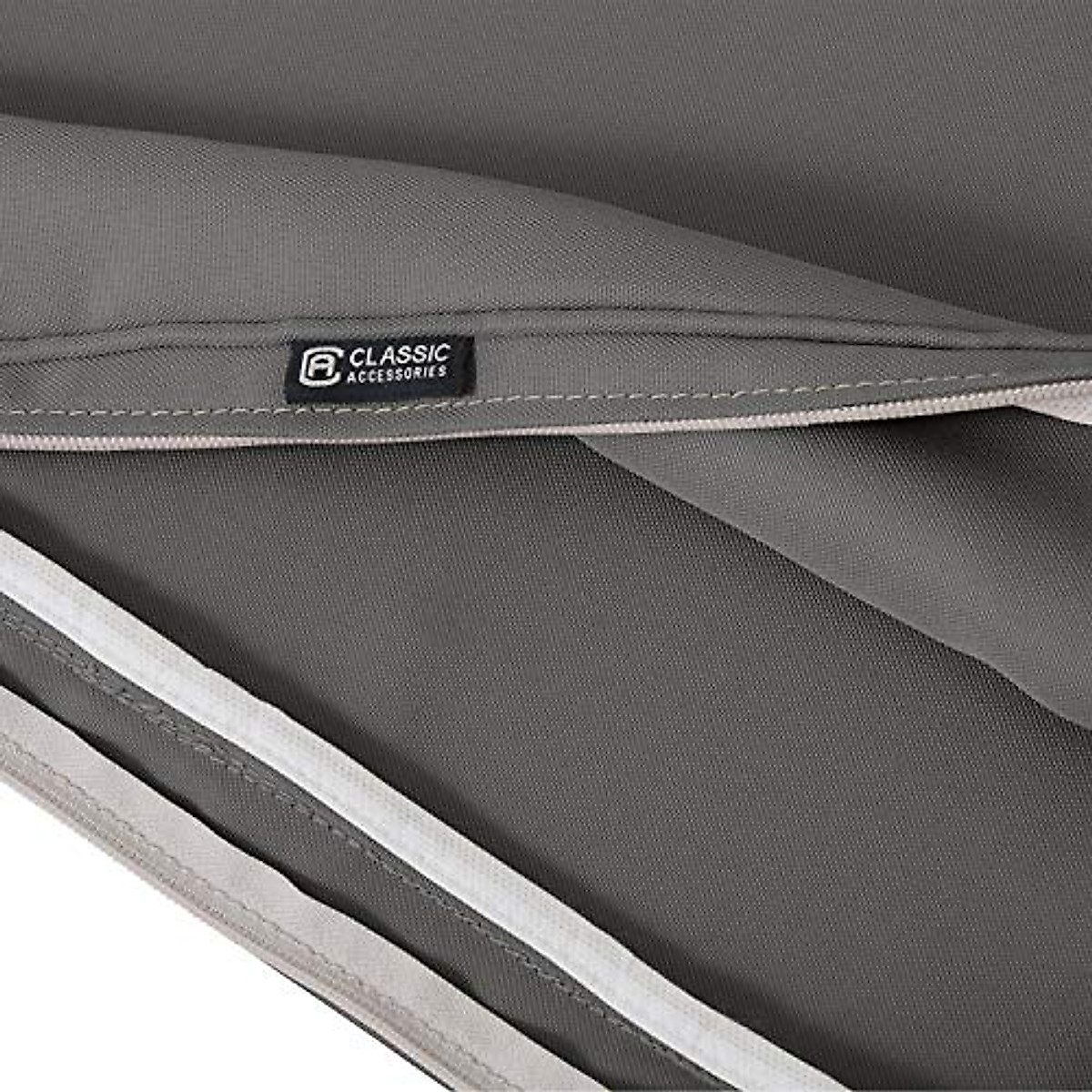 Classic Accessories Montlake FadeSafe Water-Resistant 74 x 23 x 3 Inch Outdoor Chaise Lounge Cushion Slip Cover, Patio Furniture Cushion Cover, Light Charcoal