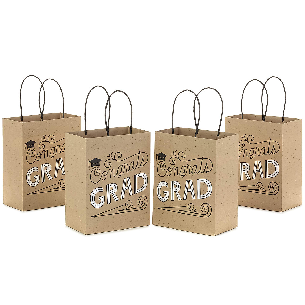 Hallmark 7" Small Graduation Gift Bags (Pack of 4: Congrats Grad) for High School, College, 8th Grade, Kindergarten, Nursing School Graduates