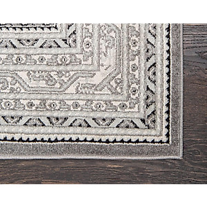 Unique Loom Williamsburg Collection Traditional Border with Dotted Center Area Rug, 5' 3" x 8' Rectangle, Gray/Black