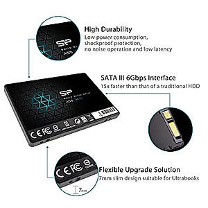 Silicon Power SSD 1TB 3D NAND A55 SLC Cache Performance Boost 2.5 inch SATA III 7mm (0.28") Internal Solid State Drive