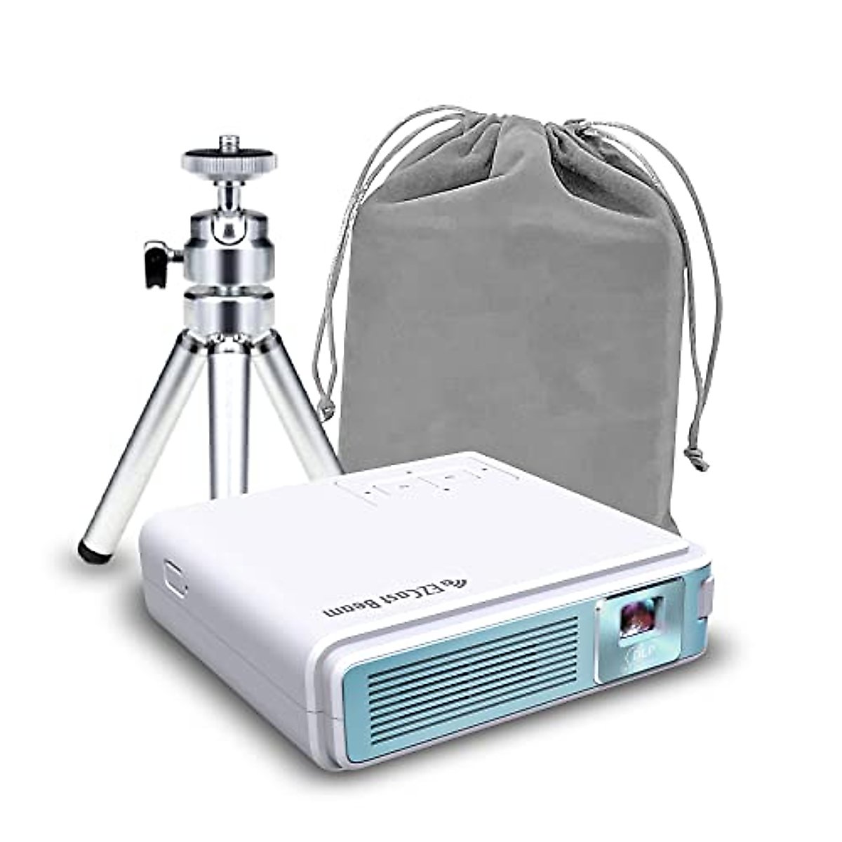 Outdoor Ultra Portable Pico Projector EZCast Beam J4a | WiFi Bluetooth Projector, Android 10, Supports Netflix, Battery for 4 hrs on a Playtime, DLP, 300 ANSI, 100" Displays, Compatible w/ HDMI, USB