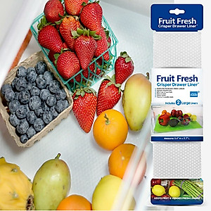 Grand Fusion Fresh Fruits Refrigerator Drawer Liner, BPA-Free Fridge Liners, Keep Your Produce Fresh and Juicy, Easy-to-Clean, Clear, Pack of 2