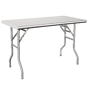 HARDURA Folding Stainless Steel Table 24X48 Inches with Galvanized Legs NSF Commercial Portable Folding Prep Table for Restaurant Kitchen Home and Hotel