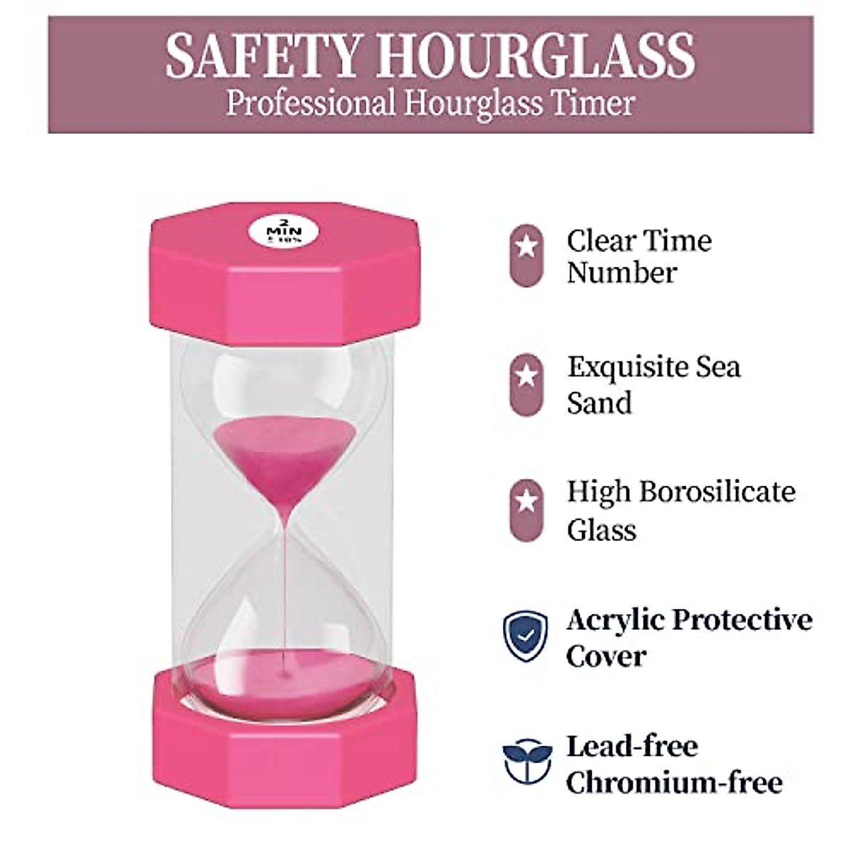 YLTIMER 2 Minute Sand Timer - Colorful & Unbreakable