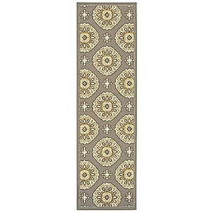 Style Haven Bar Harbour Grey/Gold Floral Indoor/Outdoor Area Rug 3'7" x 5'6" 4' x 6' Accent, Outdoor, Indoor Entryway, Kitchen, Patio Rectangle