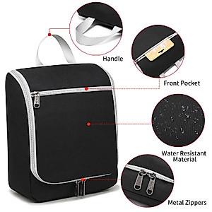 Della Gao Black Water Repellent Polyester Hanging Toiletry Bag for Travel