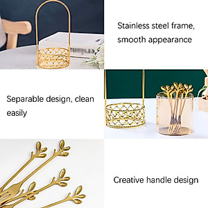 Kelendle Metal Cutlery Storage Organizer Caddy Bin Utensil Pen Pencil Holder Organizer Makeup Brush Box Flower Basket Container Cabinet Pantry Serving for Forks Knives Spoons(Decorative Pattern)