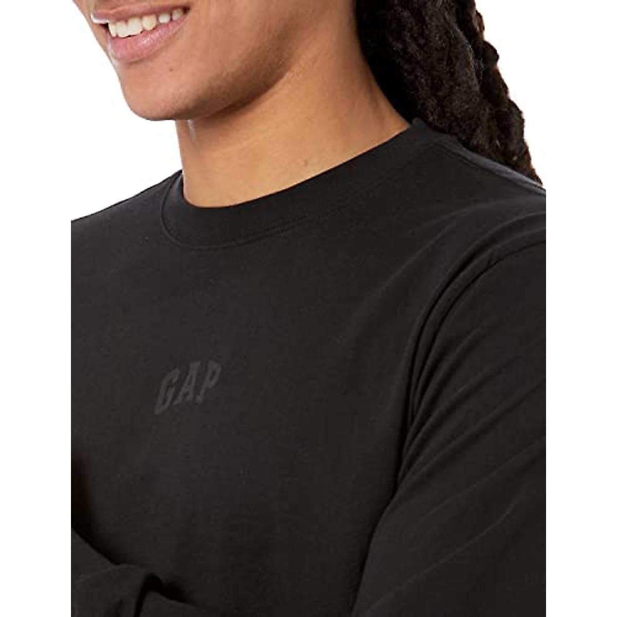 GAP Mens Relaxed Fit Long Sleeve Logo T-Shirt T Shirt, Black 4, X-Large US