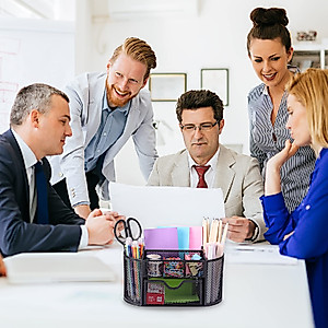 EOOUT Desk Organizers and Accessories, Pencil Holder for Desk, Mesh Office Desk Accessories with 8 Compartments and 1 Drawer Stationery Holder School Supplies