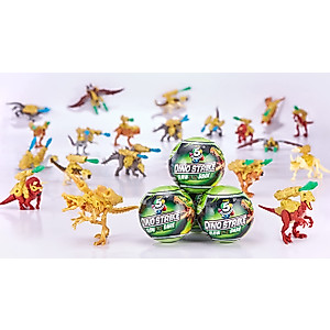 5 Surprise Dino Strike Surprise Mystery Battling Collectible Dinos by ZURU (2 Pack) Glow in The Dark,Gold