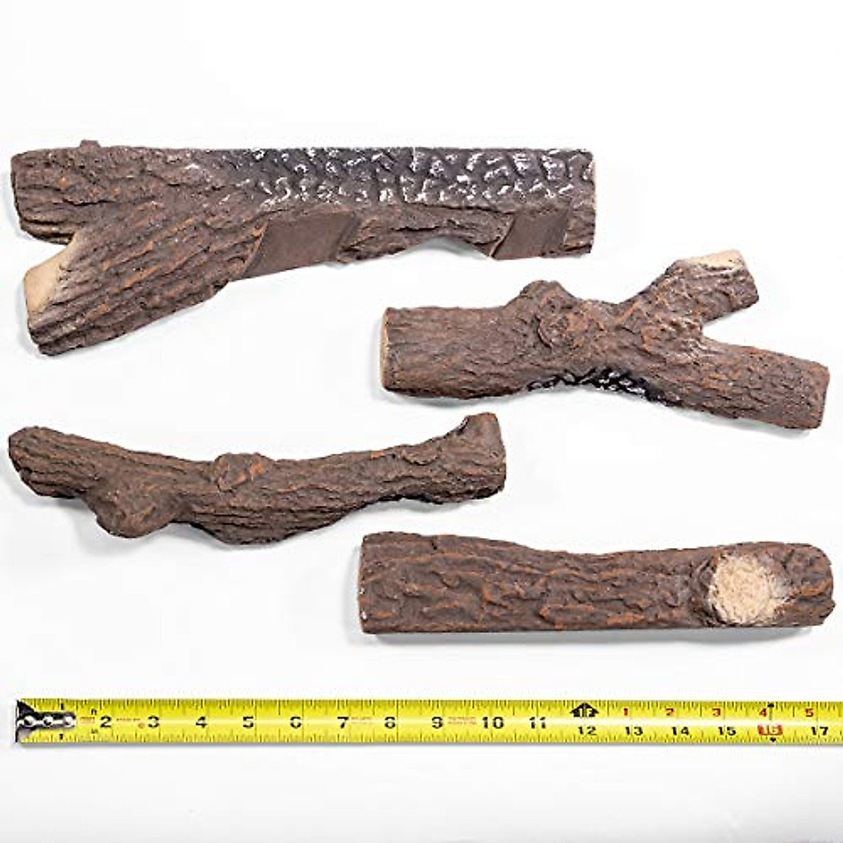 Barton 9Pc Ceramic Log Set Pine Wood Style w/Stackable Gas Heat Resistant Outdoor Indoor Fireplace Fire Wood Fake Realistic