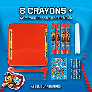 Paw Patrol Activity Coloring Table with Art Paper Roll, Plastic Desk Holder, Crayons & Stickers - Color & Craft Art Table - Red Activity Floor Desk, Ages 3-6