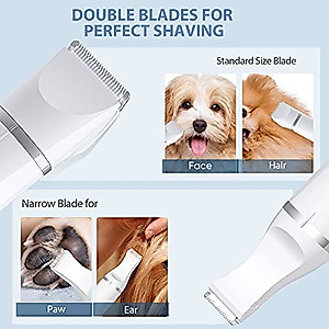 oneisall Dog Paw Trimmers with Double Blades, Cordless Dog Clippers for Grooming , Low Noise Dog Clippers for Trimming Hair Around Paws, Eyes, Ears, Face, Rump