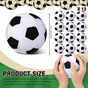 Chivao 12 Pieces Plush Stuffed Soccer for Boys Girls Plush Soccer Ball Stuffed Toy Soft Soccer Pillow Fluffy Soccer Party Decorations for Nursery Home Room Play Catch Birthday Sport Theme Party Gift
