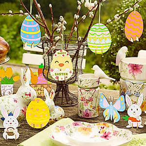 MALLMALL6 60Pcs Easter Wooden DIY Art Crafts for Kids Early Learning Painting Kits Unfinished Art Project Preschool Classroom Activities Painting Your Own Ornaments Party Gifts Decor for Tree Home