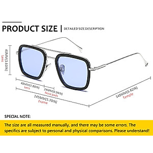 SHEEN KELLY Trendy Square Pilot Sunglasses Men Women Vintage Rectangular Metal Frame Shades Eye Glasses