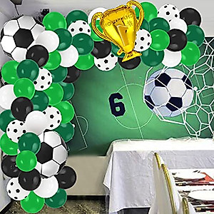 Green Black White Balloon Garland Arch Kit - 120PCS Dark Green White Black Balloons Soccer Brithday Party Supplies for World Cup Video Gaming Boy Gamer Fan Football Theme Party Decorations