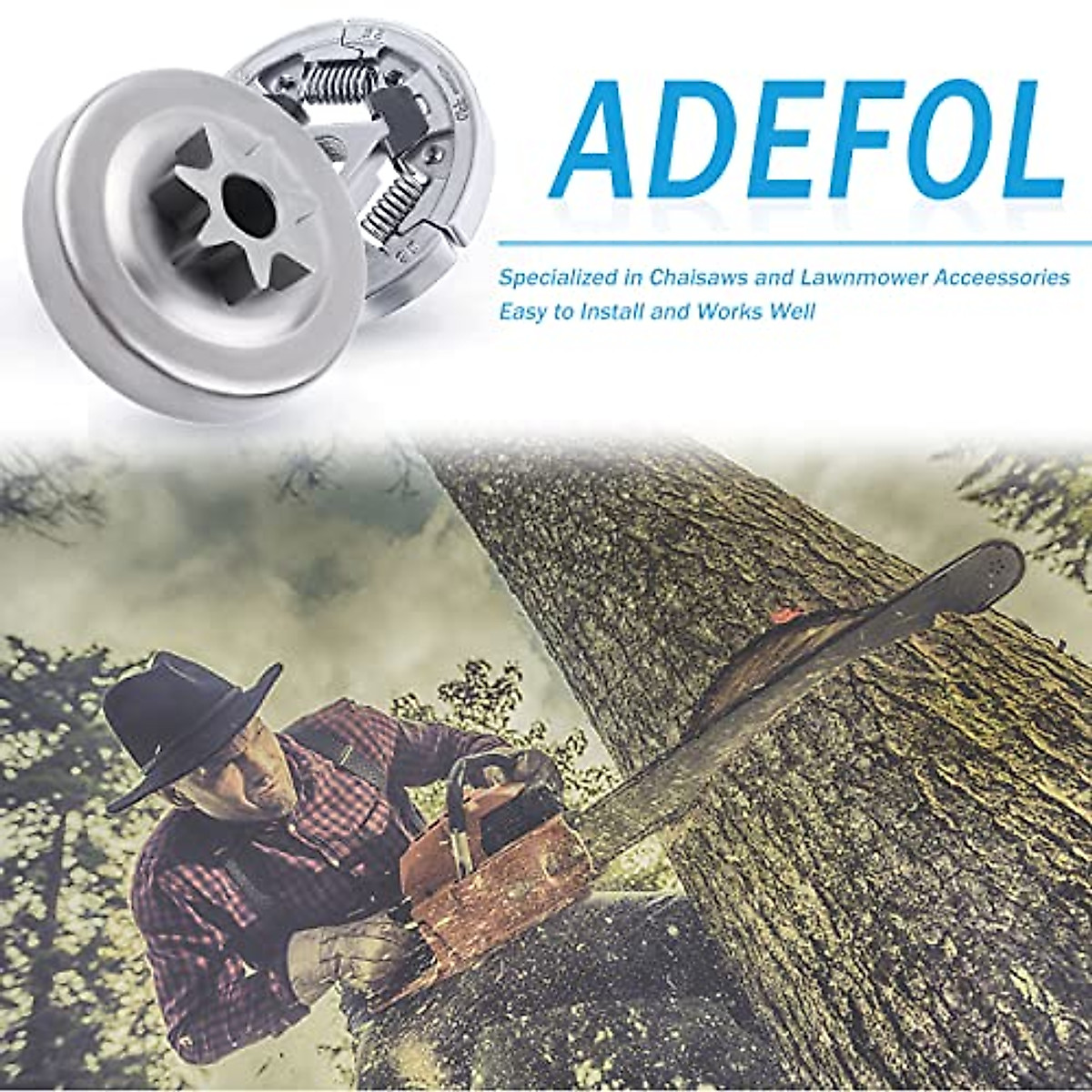 Adefol Chainsaw 3/8" -7T Spur Clutch Drum Sprocket Bearing 5pcs Kit for Stihl MS391 MS311 Replacement Parts with Needle Bearing Clutch Washer E-Clip