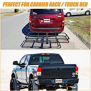 CZC AUTO Hitch Cargo Carrier Bag, 20 cu. ft Waterproof/Rainproof/Weatherproof Cargo Traveling Bag for Car Truck SUV Vans' Hitch Tray and Hitch Basket, Safe Steady Durable Soft, Black-Orange