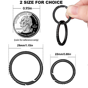 TISUR Titanium Keychain Rings, Split Side Pushing Heavy Duty Black Key Ring For Key Chain Carabiner Dog Tag (2PCS Black Large)