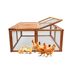 Magshion Wooden Chicken Coop Rabbit Hutch, Pet Cage Wood Small Animal Poultry Cage Run with Openable Roof and Side Door, Backyard Foldable Pet House Chicken Nesting Box 45.7 Inch (Natural)